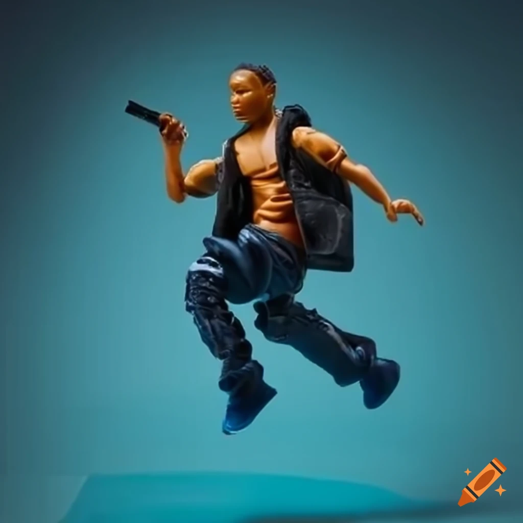 Action figure rapper jumping in a crowd on Craiyon