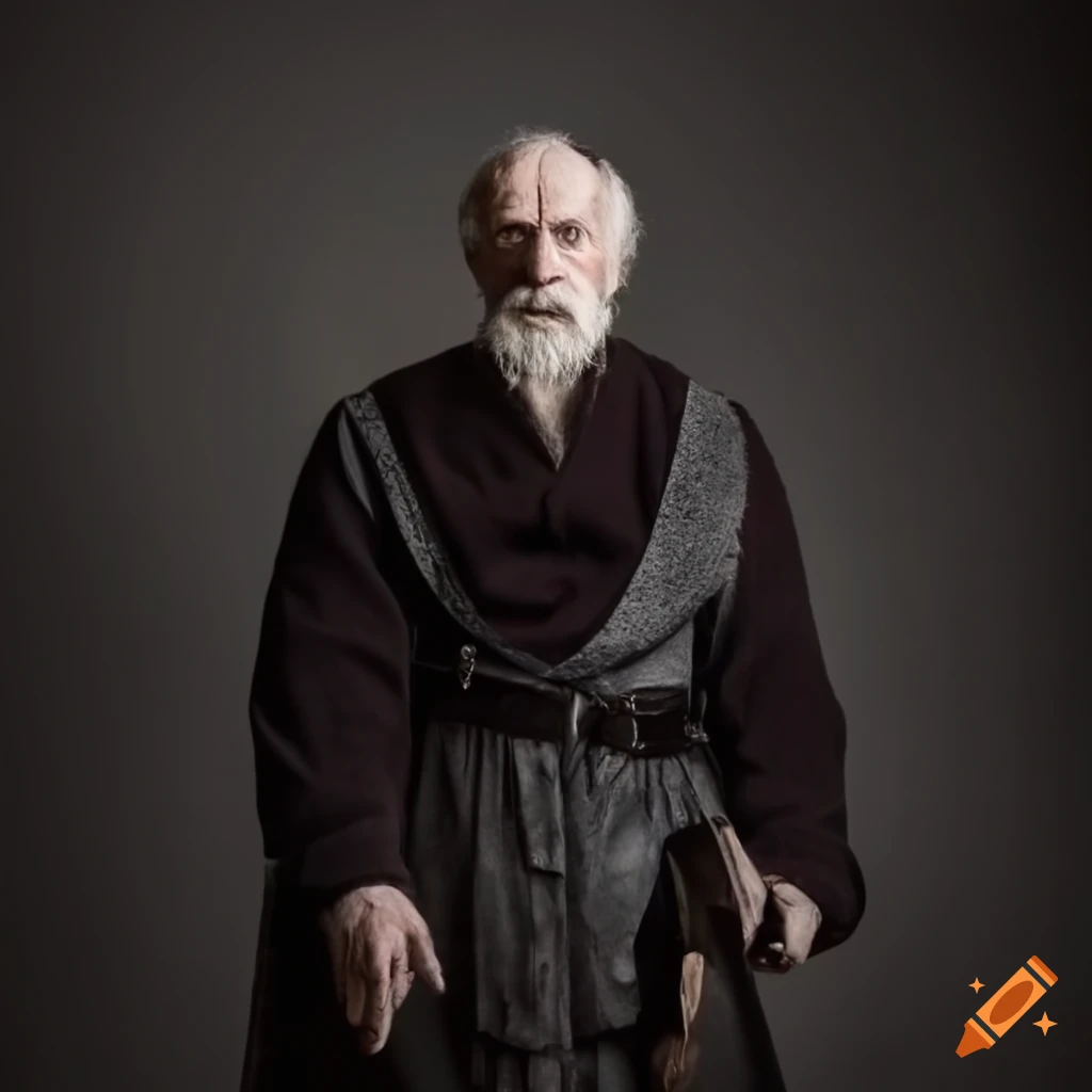 Portrait of a regally dressed older man from medieval era on Craiyon