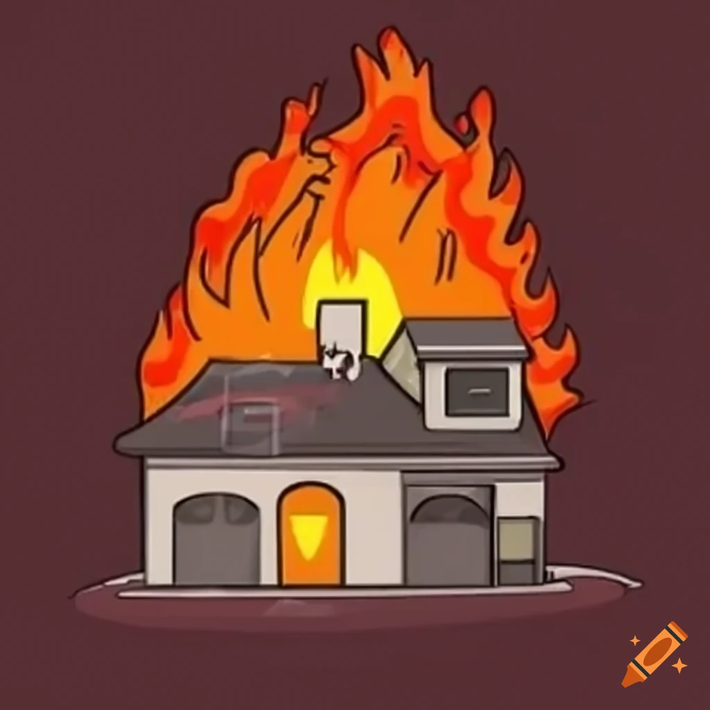 Cartoony depiction of firefighters extinguishing a house fire on Craiyon