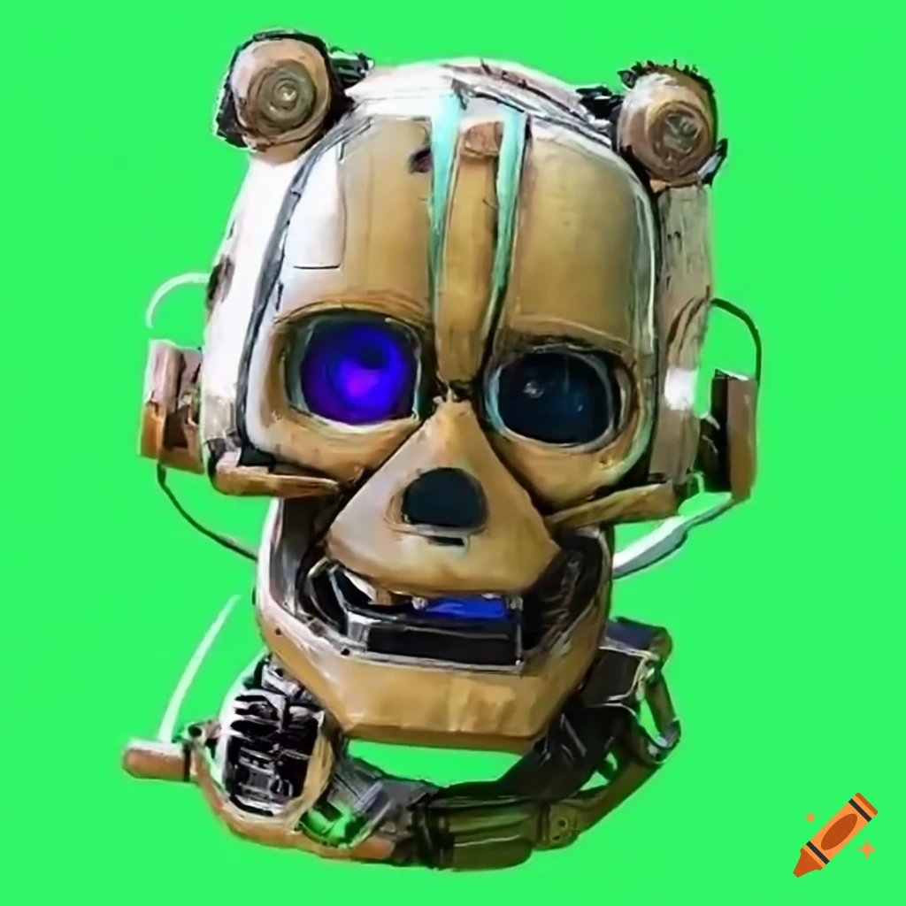 Photo-realistic sketch of an animatronic robot headlight on Craiyon