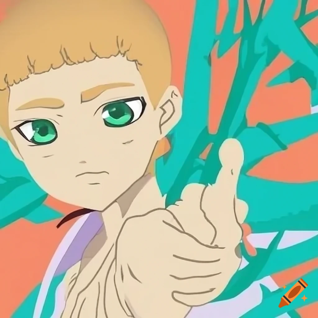 Brock from pokemon in green on white background on Craiyon