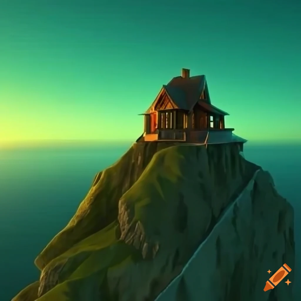 Hyper-realistic 3d representation of a house on a mountain