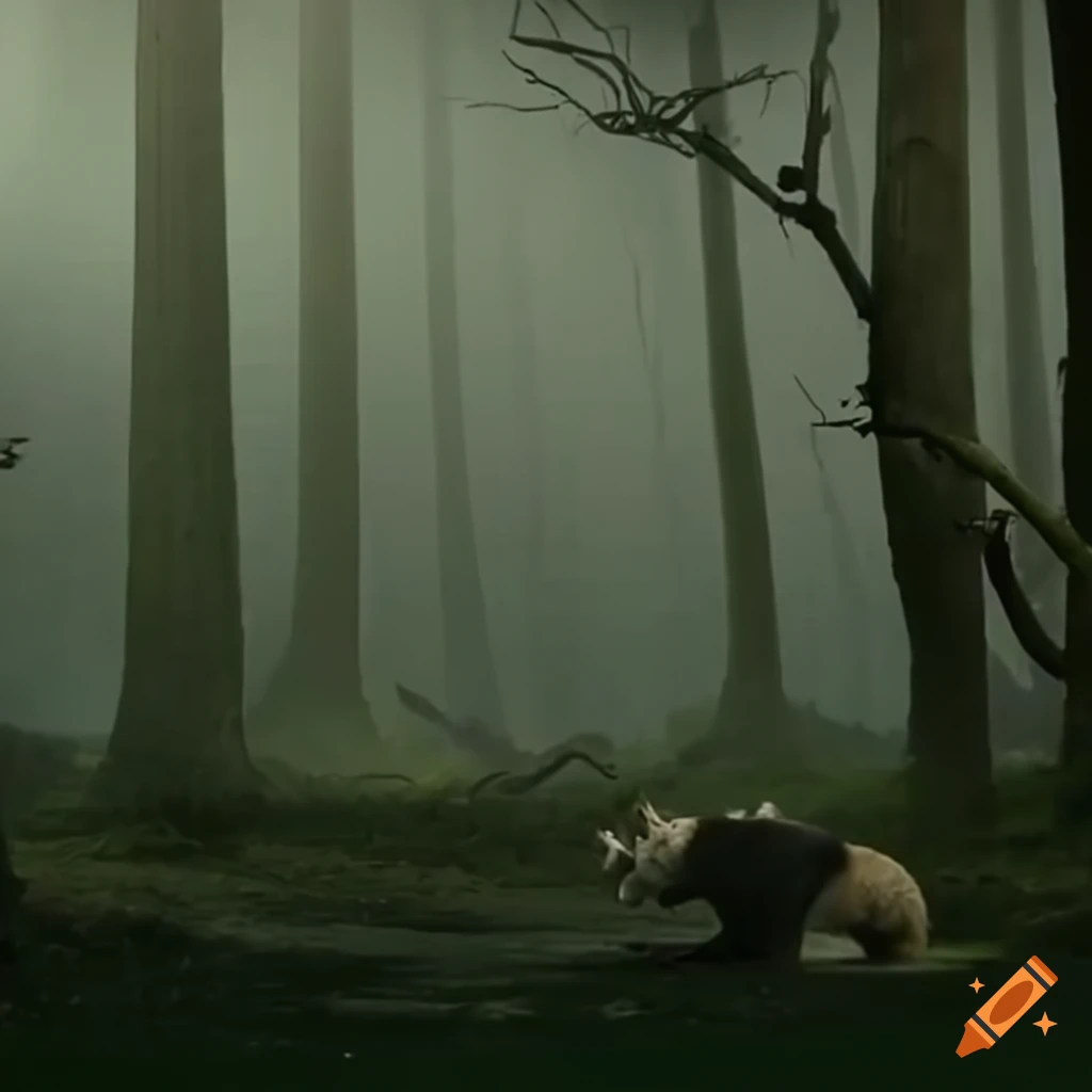 Image of a devastated panda forest on Craiyon