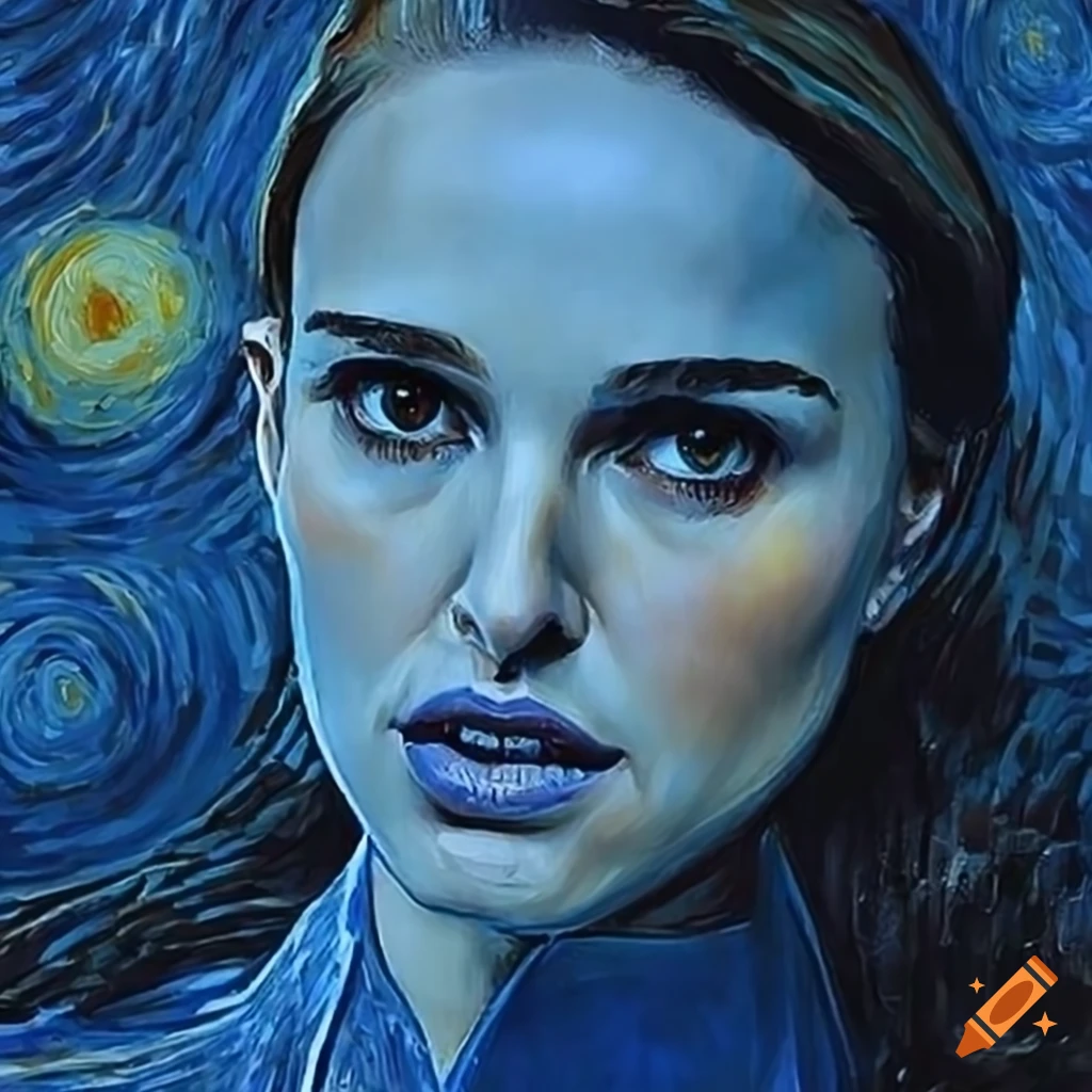Natalie portman in blue van gogh style painting