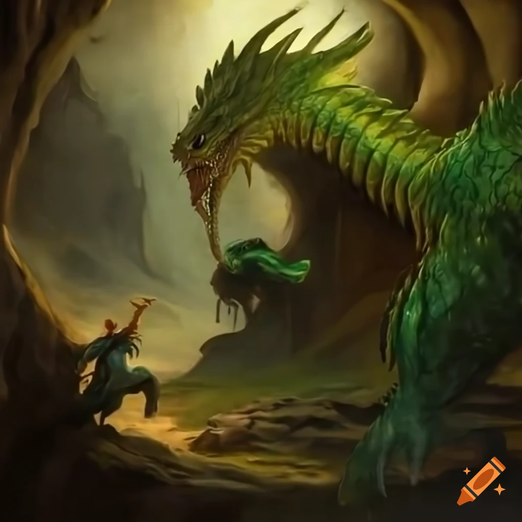 Warrior Attacking Dragon Hd Showpiece Warrior Fighting With Dragon