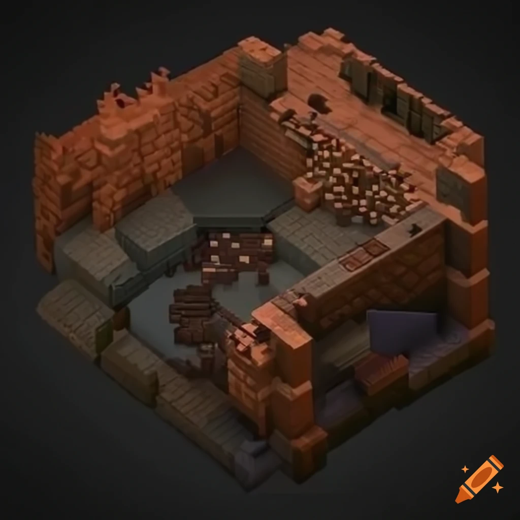 Detailed isometric texture model kitbash world map