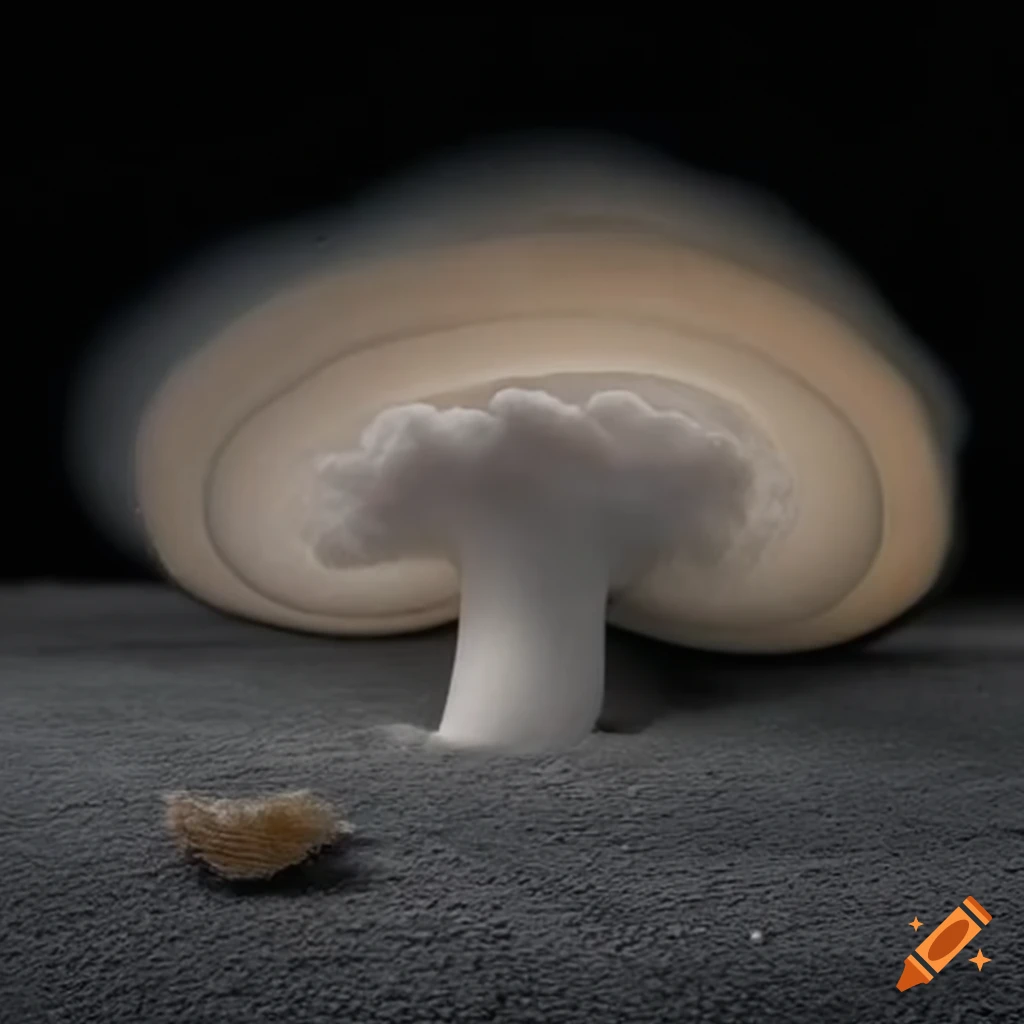 Mushroom-shaped dust cloud on a carpet on Craiyon