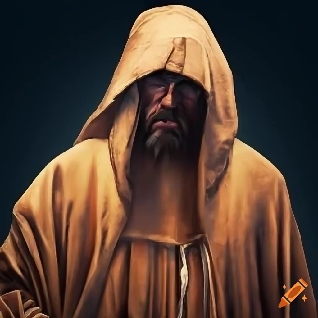 Realistic depiction of a ragged Byzantine monk on Craiyon