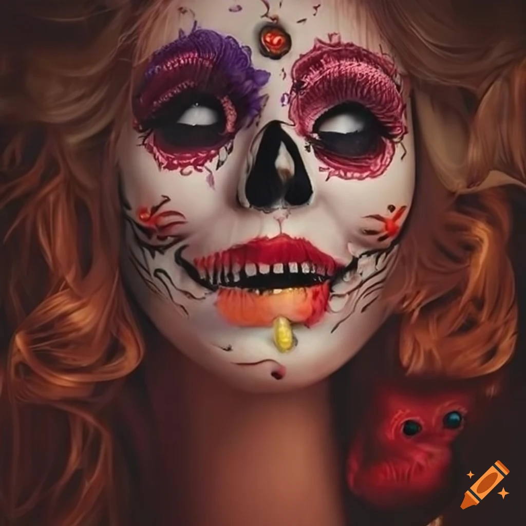 Chicken dressed as catrina