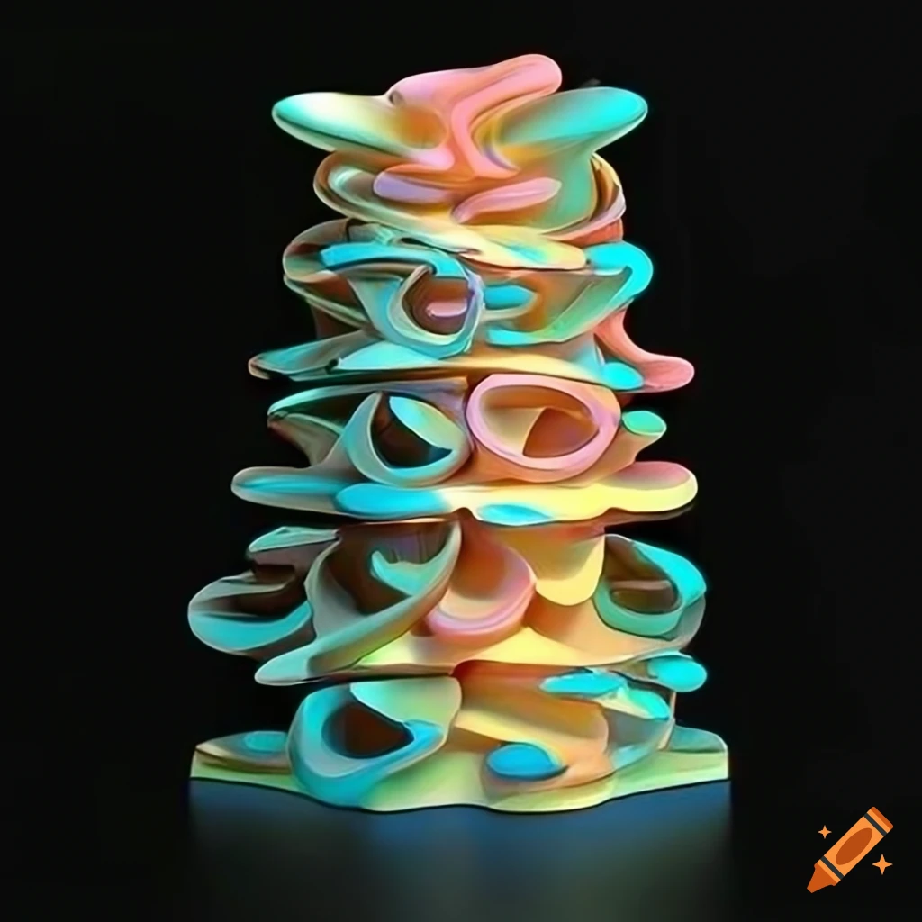 Colorful and intricate 3d abstract sculpture on Craiyon