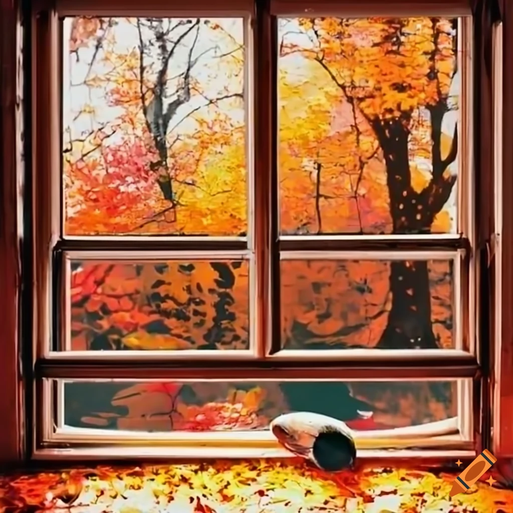 View from a window during autumn on Craiyon