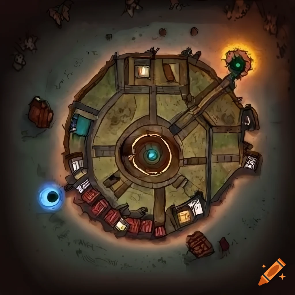 High solution, dnd battlemap, no grid, a round deep arena hanging like ...