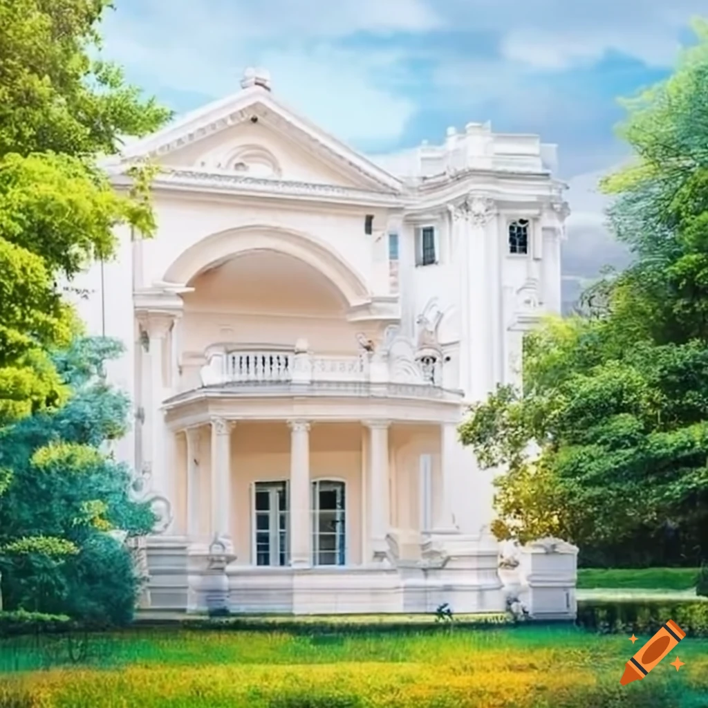 Classic facade design for a two-story villa on Craiyon