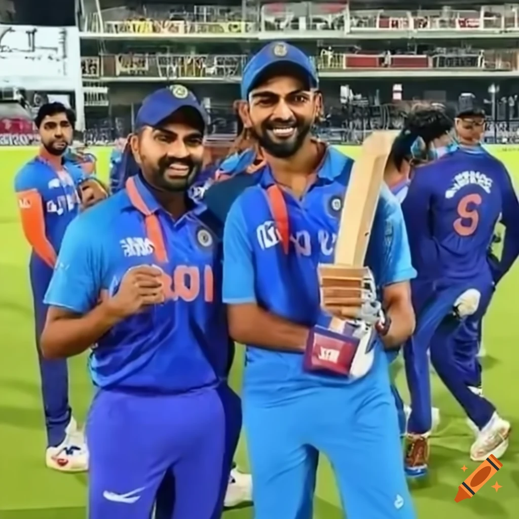 Rohit Sharma celebrating with Virat Kohli after winning the 2023 World ...