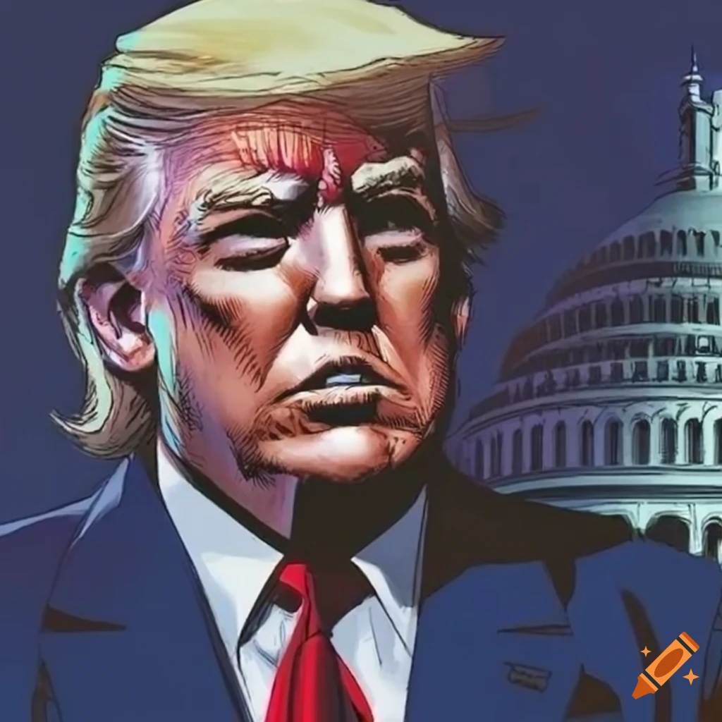 Comic book illustration of Donald Trump and Joe Biden fighting aliens ...