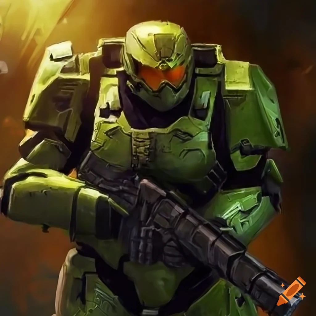 Image of master chief in warhammer 40k on Craiyon