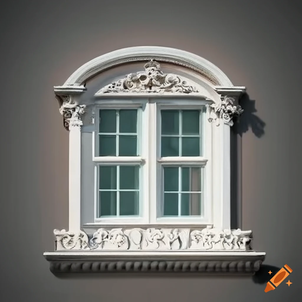 White palace window with stucco ornaments on Craiyon