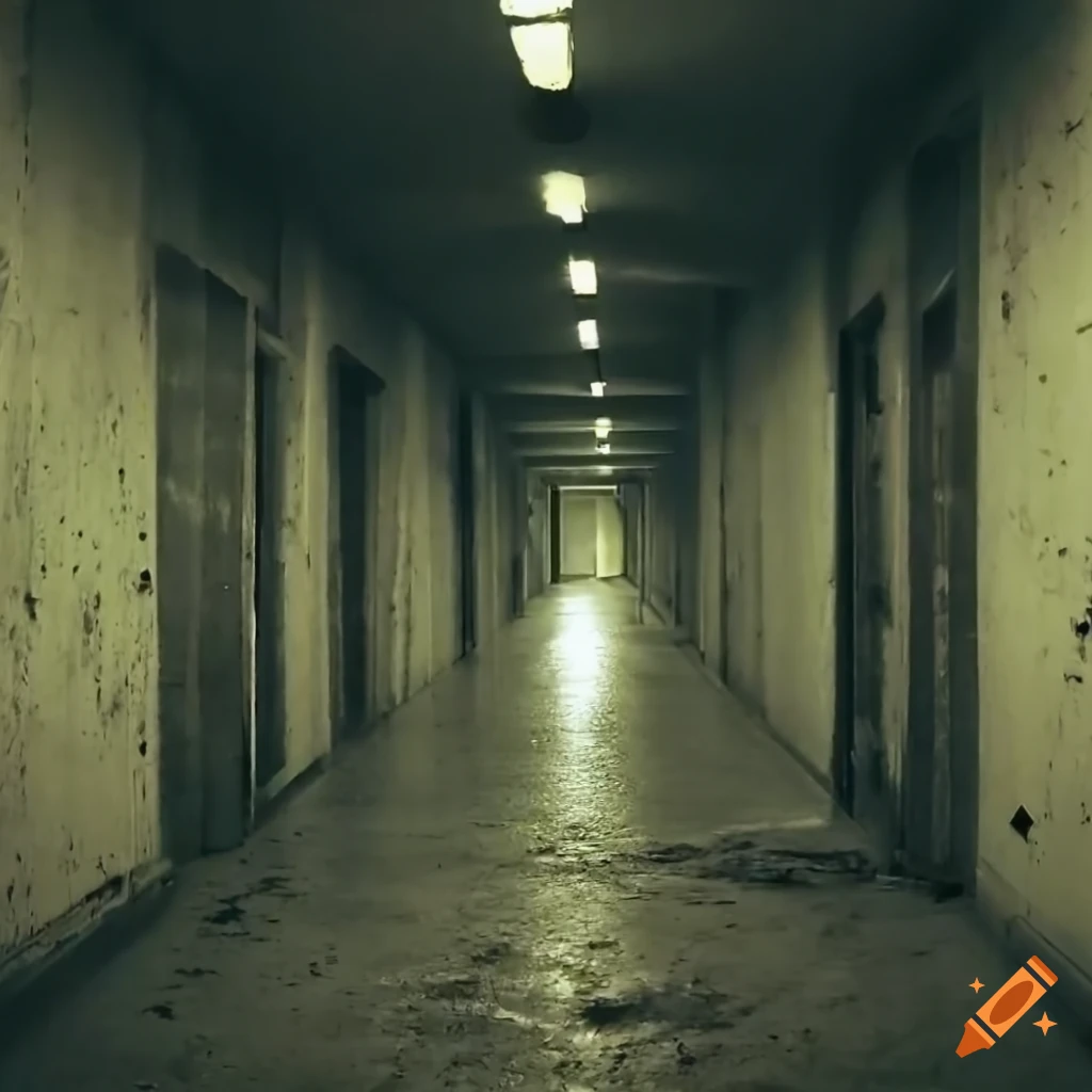 Abandoned prison hallway in photorealistic style on Craiyon