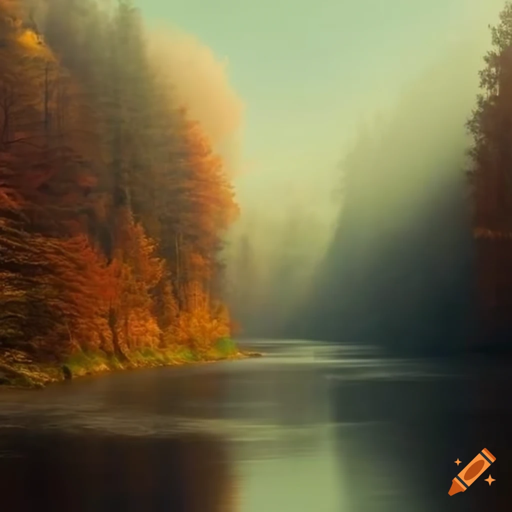 Scenic view of a forest valley in autumn on Craiyon