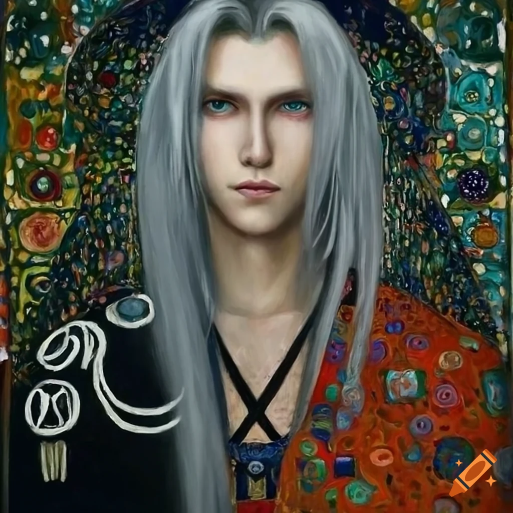 Portrait painting inspired by gustav klimt on Craiyon