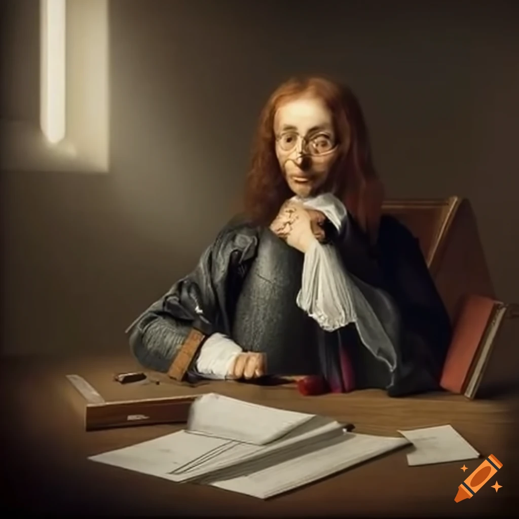 Portrait of Blaise Pascal shocked by his mathematics sheets on Craiyon