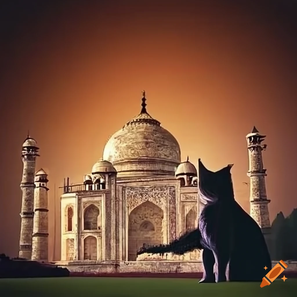 Cat admiring the taj mahal on Craiyon