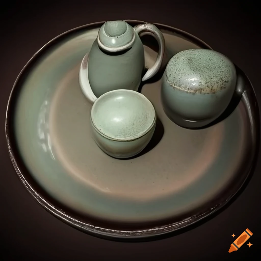 Handcrafted ceramic pottery with unique colors and patterns on Craiyon