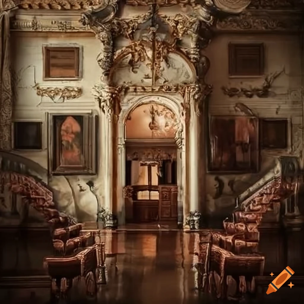 Portrait-filled old mansion on Craiyon