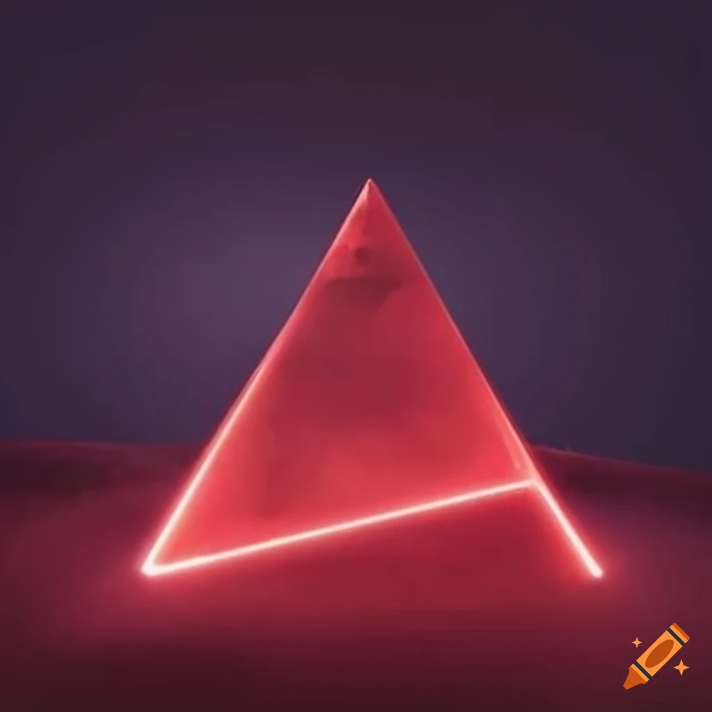 Red glowing pyramid in outer space on Craiyon
