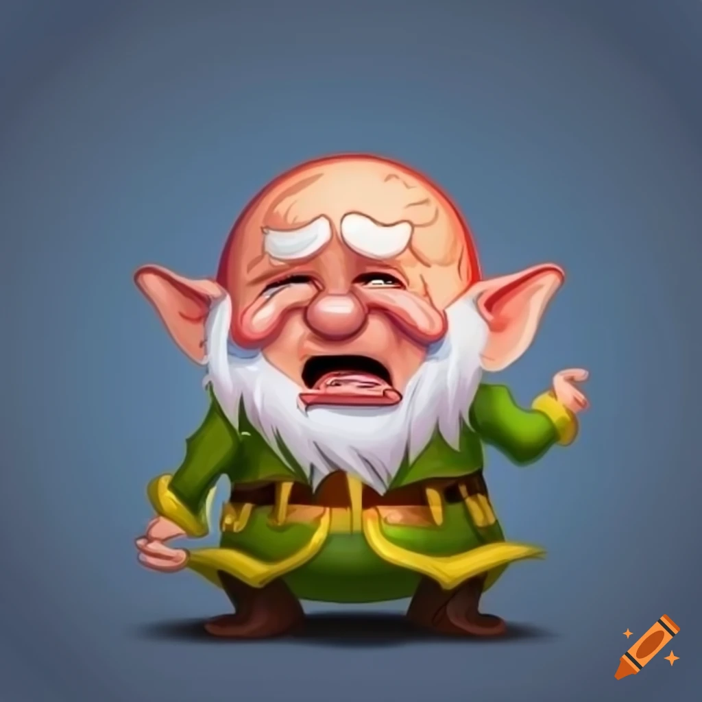 Cartoon dwarf expressing sadness on Craiyon