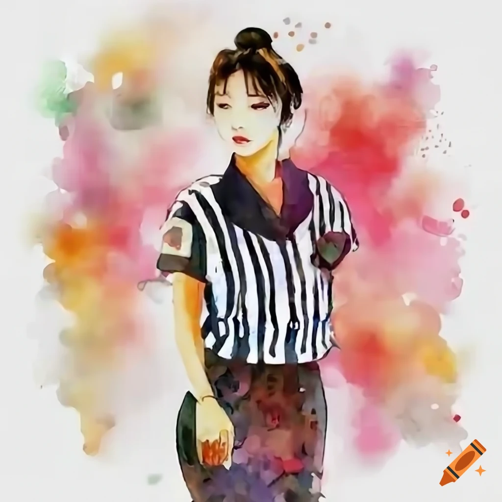 Japanese woman wearing referee attire on Craiyon