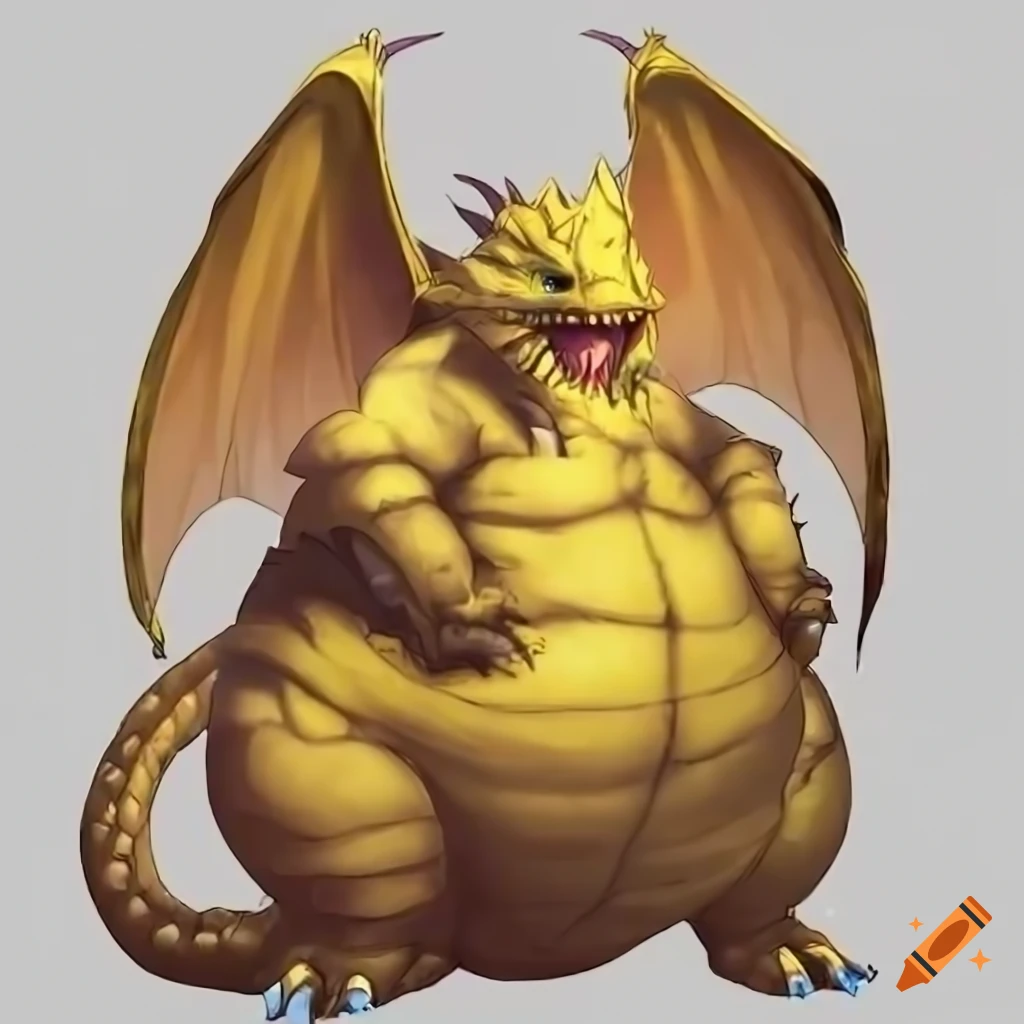 Cute anime-style fat yellow dragon artwork on Craiyon