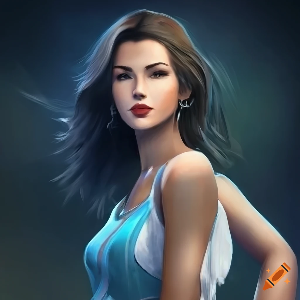 Illustrated portrait of a beautiful woman in casual clothes on Craiyon