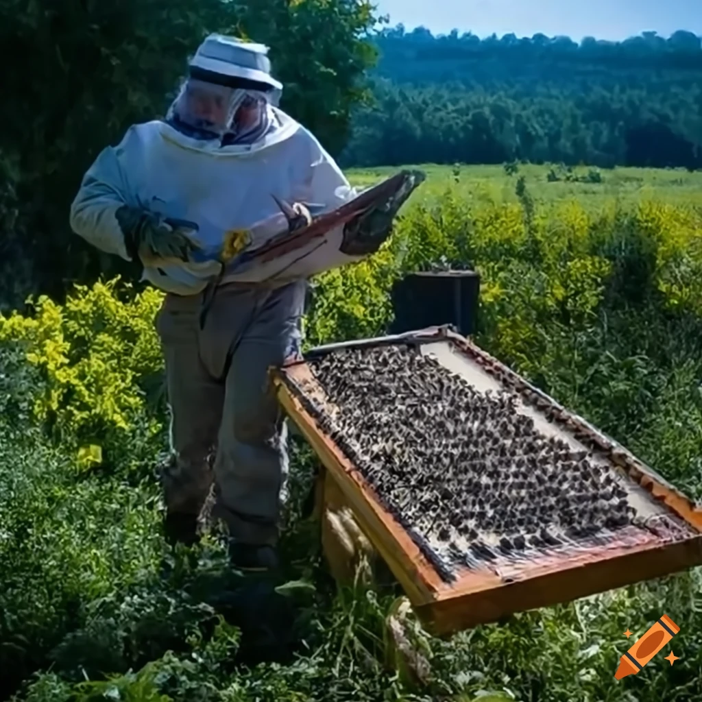 Beekeeper working with bees on Craiyon