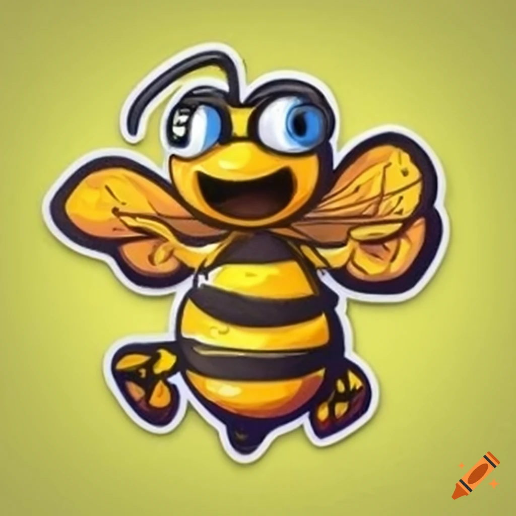 Smiling kawaii bumble bee with lime green background on Craiyon