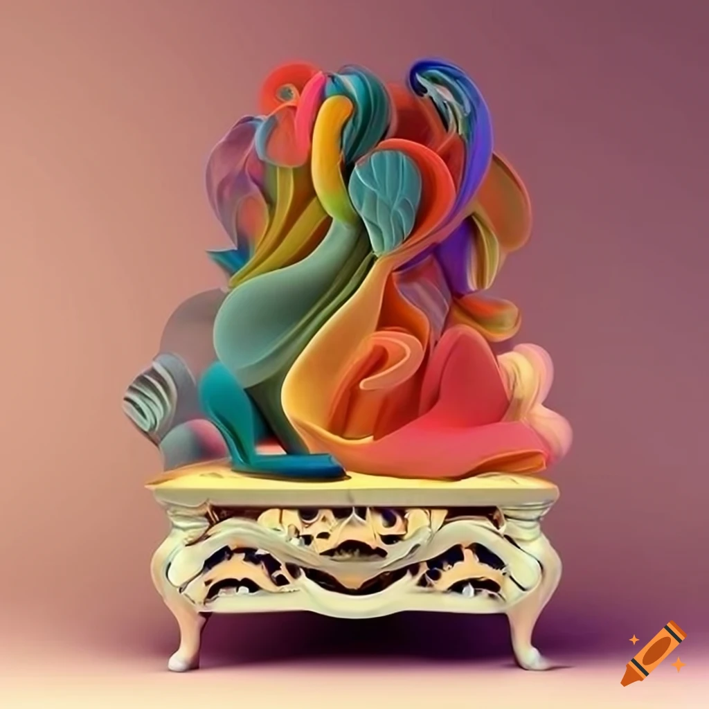 3d abstract sculpture with vibrant colors on Craiyon