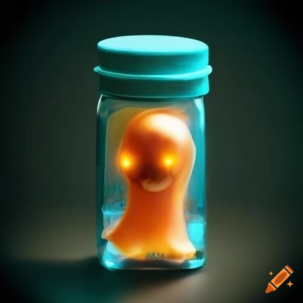 Spooky image of a ghost trapped in a bottle on Craiyon