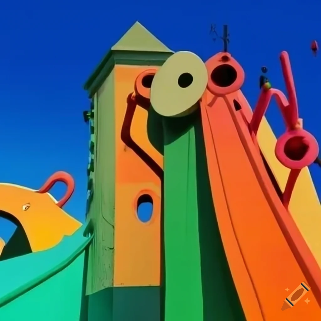 Surrealist playground with vibrant colors on Craiyon
