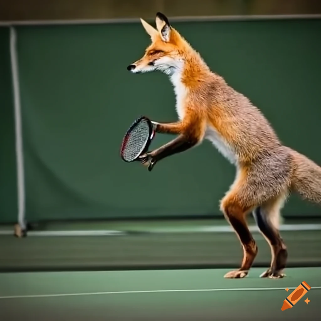 Fox playing tennis