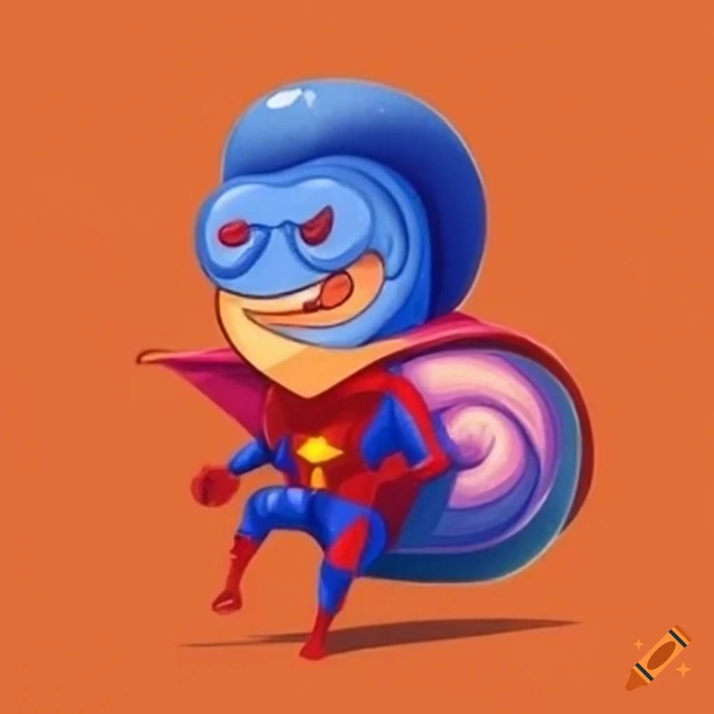 Illustration of a snail superhero on Craiyon