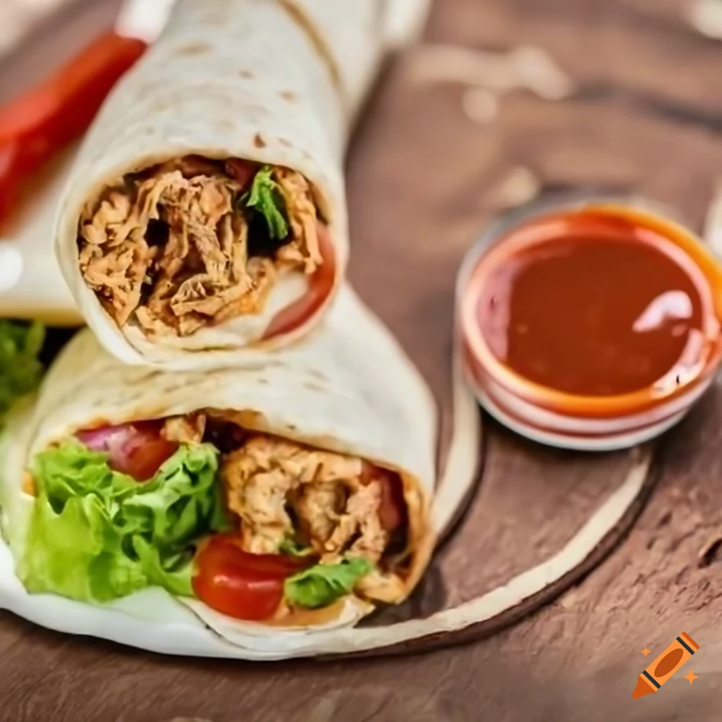 Delicious chicken shawarma with tomato sauce and lettuce on Craiyon