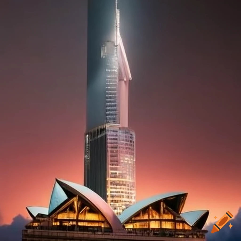 Fusion of Stark Tower and Sydney Opera House on Craiyon