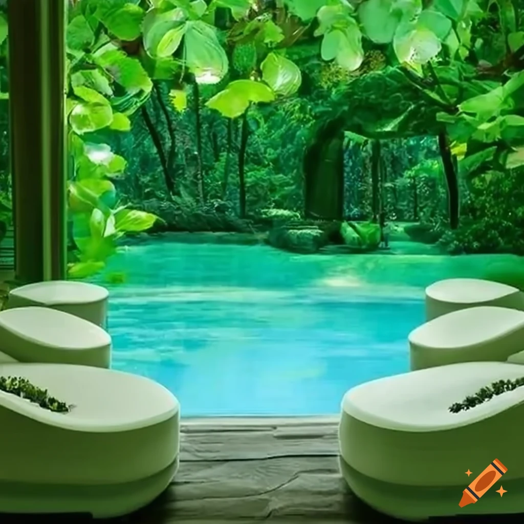 Serene spa with streaming natural light on Craiyon