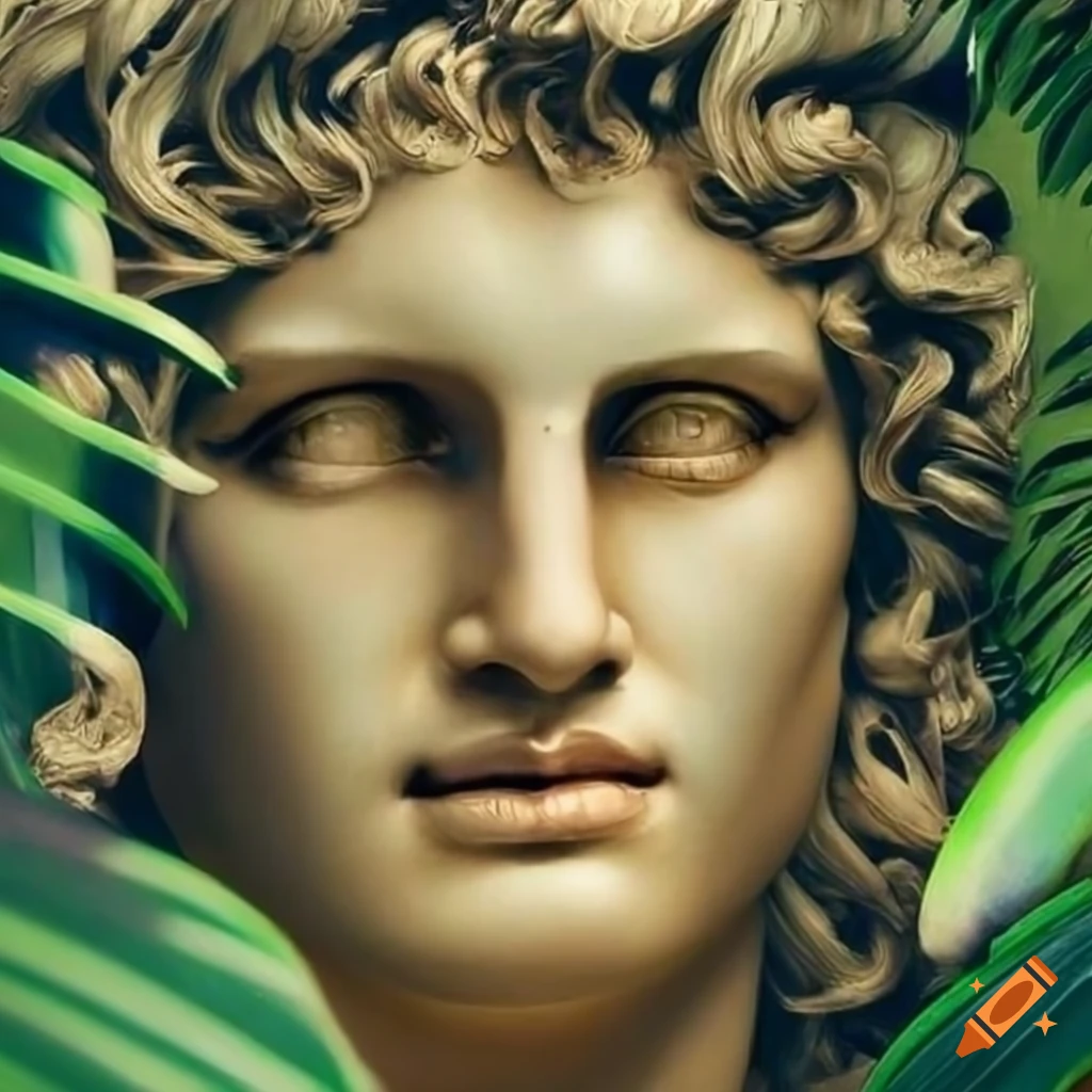 Artistic portrayal of Alexander the Great surrounded by tropical ...