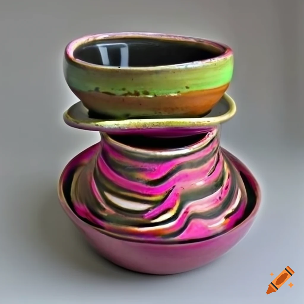 Abstract ceramic pottery with unique glazes and patterns on Craiyon