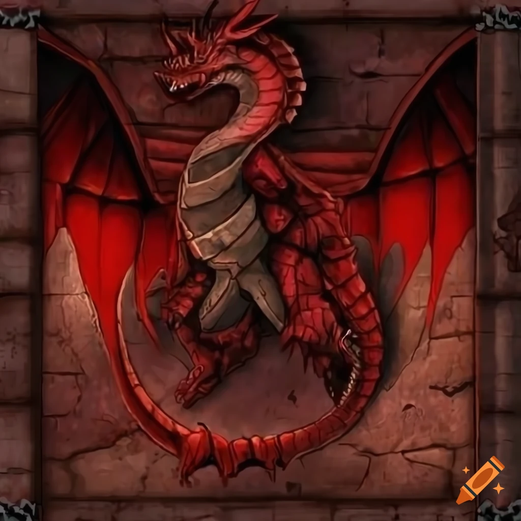 Red dragon in a dungeon