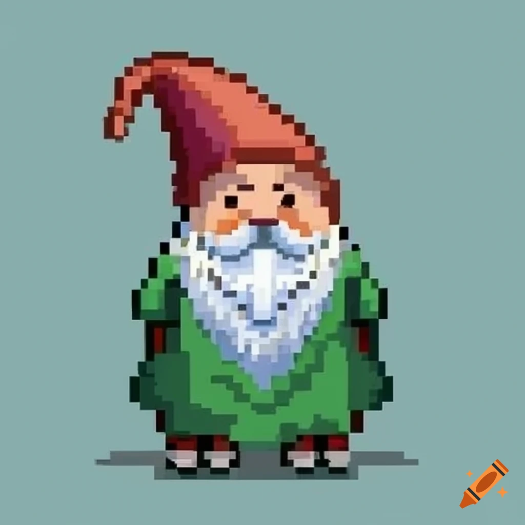 Pixel art of a gnome on Craiyon