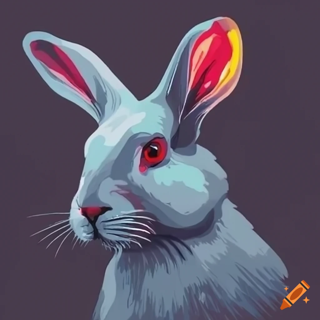 Menacing rabbit with red glowing eyes on Craiyon