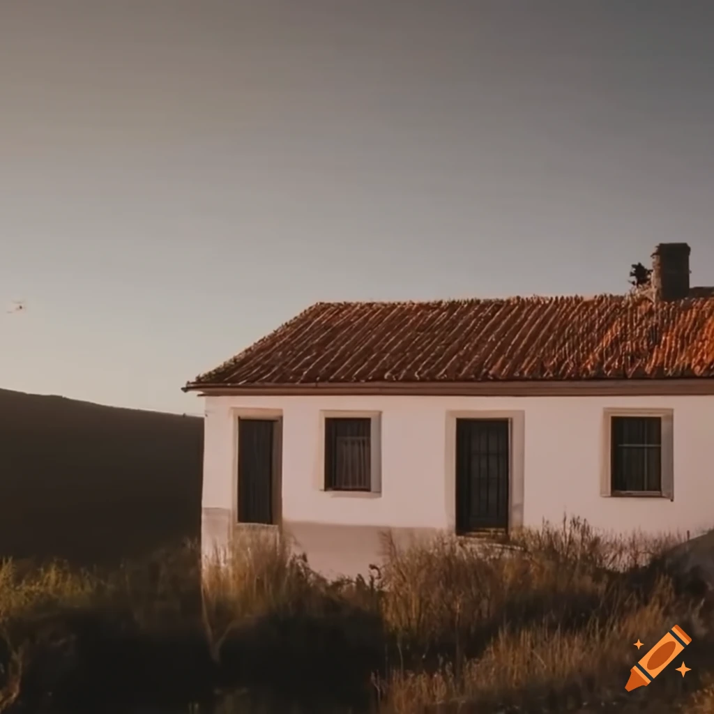 Picture of a beautiful white and wooden house at golden hour