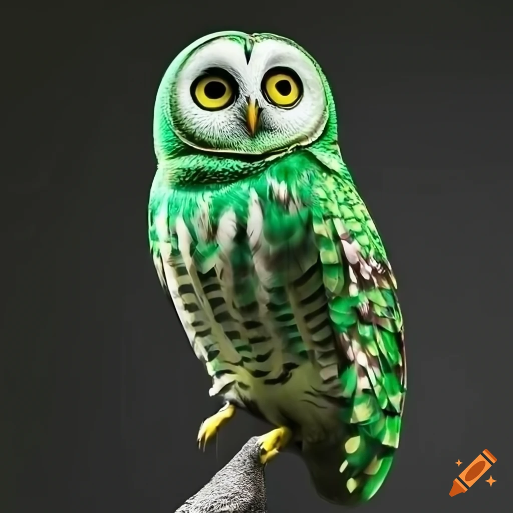 Green owl standing on Craiyon